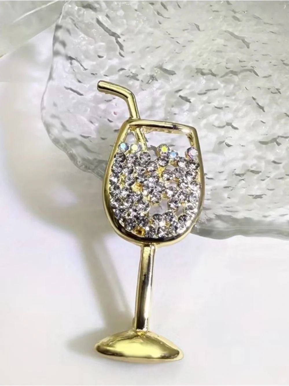 Jewelry | Crystal Wine Glass Brooch Gold Tone | Poshmark